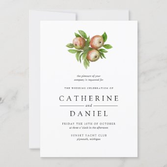 Watercolor apples wedding invitation | Zazzle