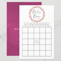 Watercolor Aquarelle Wild Flower Baby Shower Bingo | Zazzle