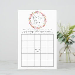 Watercolor Aquarelle Wild Flower Baby Shower Bingo | Zazzle