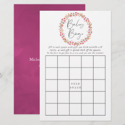 Watercolor Aquarelle Wild Flower Baby Shower Bingo | Zazzle