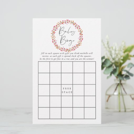 Watercolor Aquarelle Wild Flower Baby Shower Bingo | Zazzle