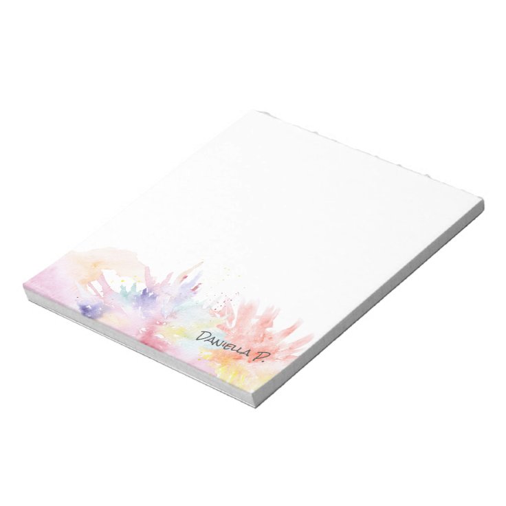 Watercolor Art Attack with Custom Signature Notepad | Zazzle