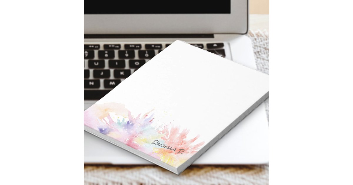 Watercolor Art Attack with Custom Signature Notepad | Zazzle