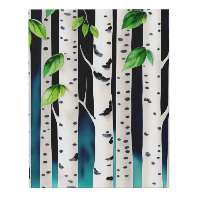 Watercolor Aspen Trees Faux Canvas Print | Zazzle