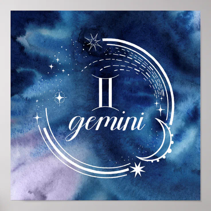 Watercolor Astrology - Gemini Poster | Zazzle