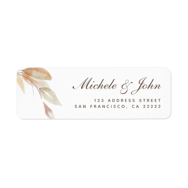 Watercolor Autumn Branch Simple Address Labels | Zazzle
