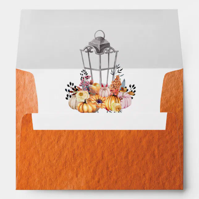 Watercolor Autumn Floral Pumpkin Lantern Envelope | Zazzle