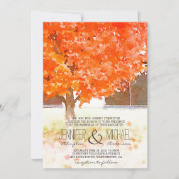 Watercolor Autumn Leaves | Fall Wedding Invitation | Zazzle