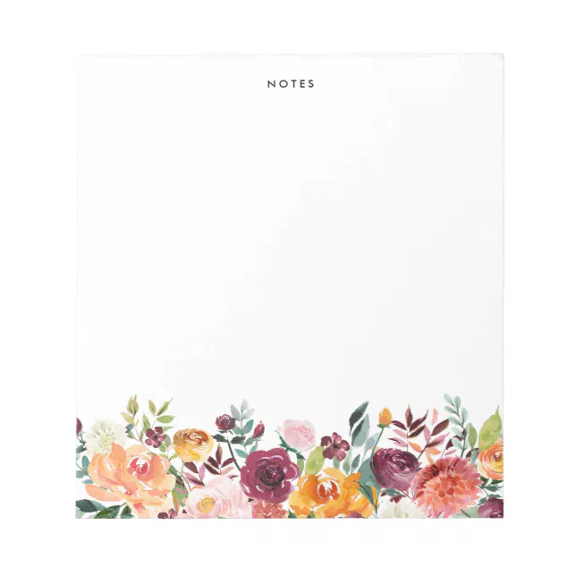 Watercolor Autums Blooms Fall Custom Notepad | Zazzle