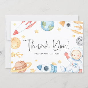 Invitations & Announcements Space Thank You Card Editable Card Space ...