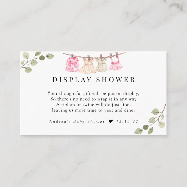 Watercolor Baby Clothes | Boho Girl Display Shower Enclosure Card | Zazzle