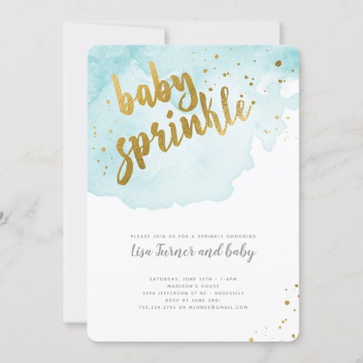 Watercolor Baby Sprinkle - Aqua Invitation | Zazzle