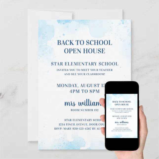 Watercolor Back to School Open House Invitation | Zazzle