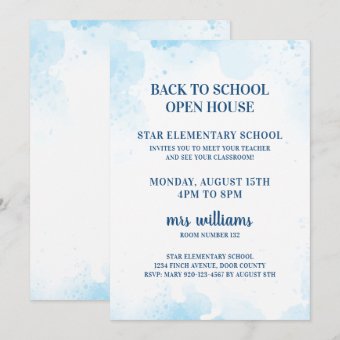 Watercolor Back to School Open House Invitation | Zazzle
