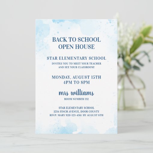 Watercolor Back to School Open House Invitation | Zazzle