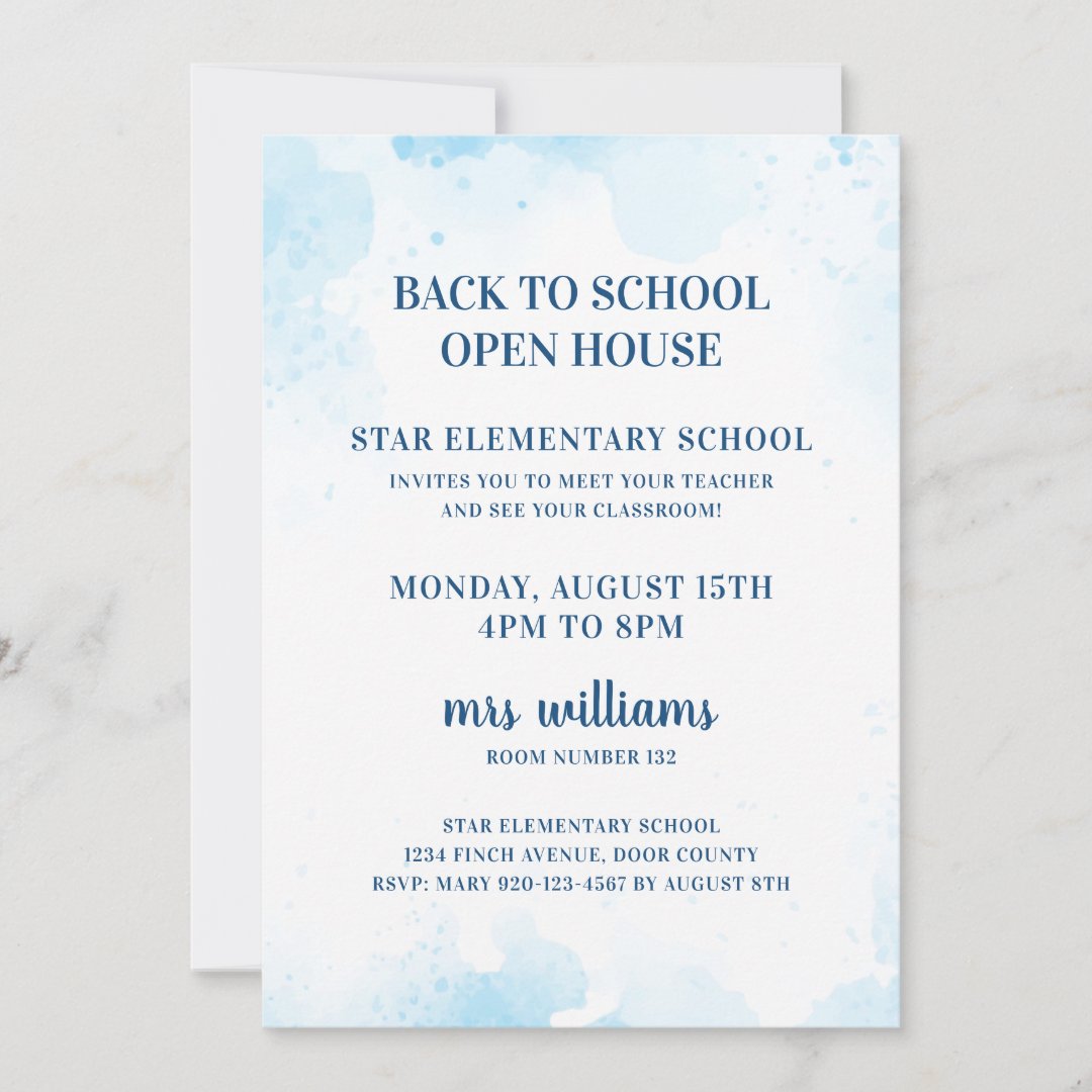 Watercolor Back to School Open House Invitation | Zazzle