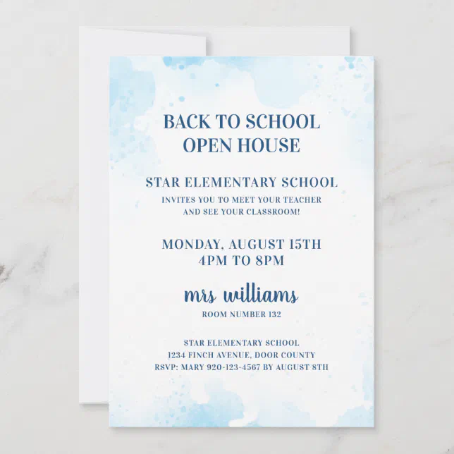 Watercolor Back to School Open House Invitation | Zazzle