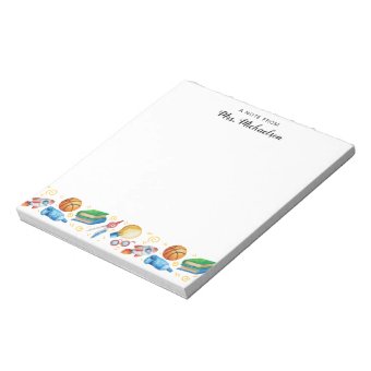 Watercolor Back to School Teacher Supplies Notepad | Zazzle