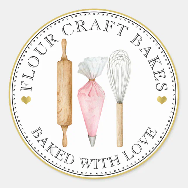 Watercolor Baker Pastry Chef Baker's Tools Classic Round Sticker | Zazzle