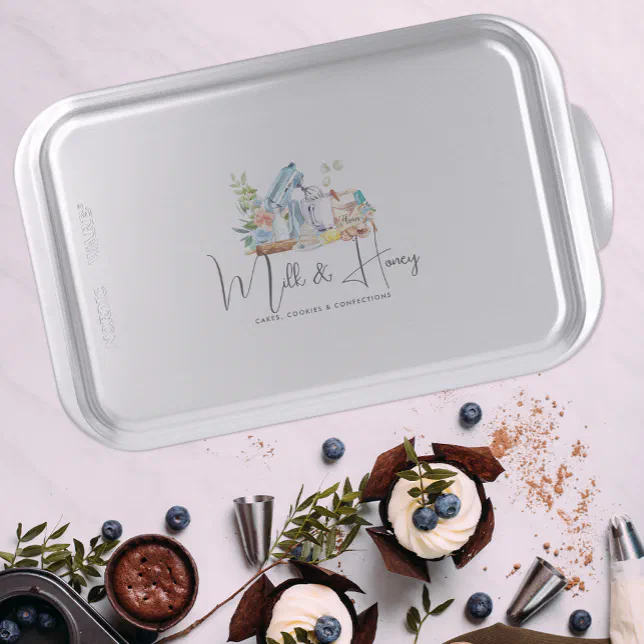 Watercolor Bakery Logo Business Cake Pan | Zazzle