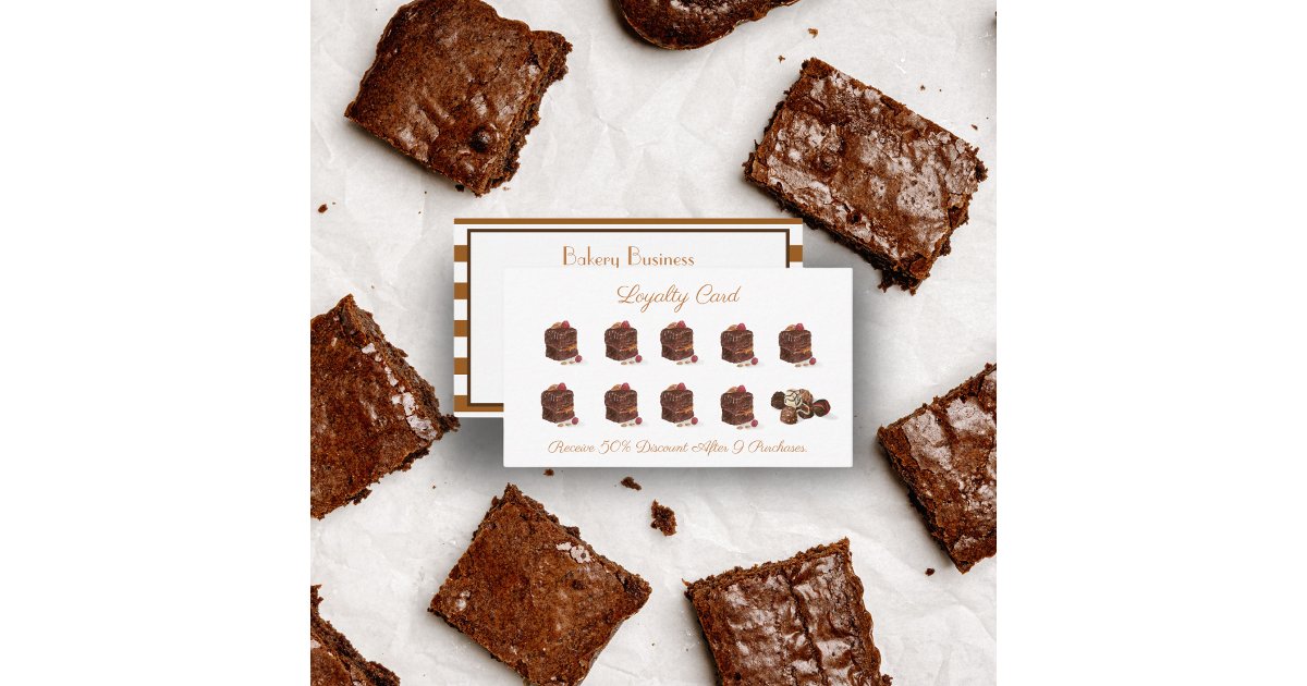 Watercolor Bakery Sweets Brownie And Candy Loyalty Card | Zazzle