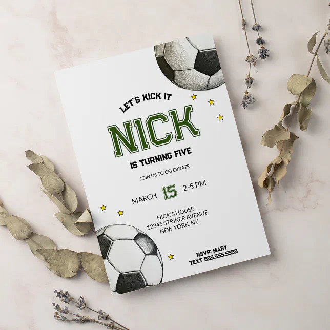 Watercolor Ball of Soccer Birthday Invitation | Zazzle