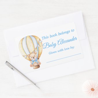Watercolor Balloon Teddy Bear Bookplate Labels | Zazzle