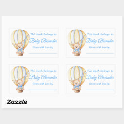 Watercolor Balloon Teddy Bear Bookplate Labels | Zazzle
