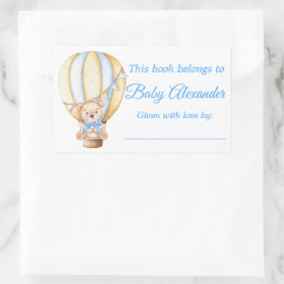 Watercolor Balloon Teddy Bear Bookplate Labels | Zazzle