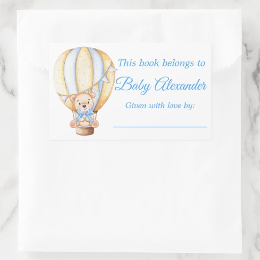 Watercolor Balloon Teddy Bear Bookplate Labels | Zazzle