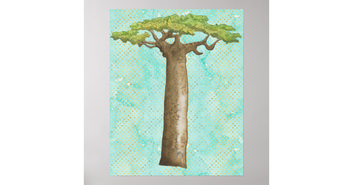 Watercolor Baobab Tree Poster | Zazzle