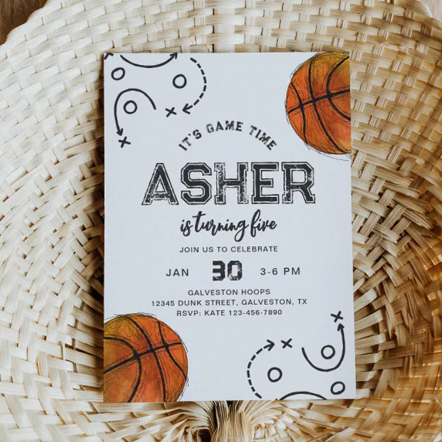 Watercolor Basketball Birthday Invitation | Zazzle