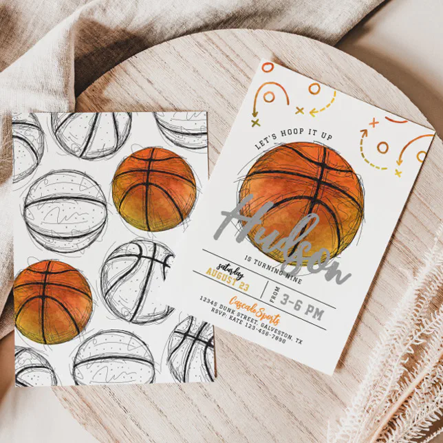 Watercolor Basketball Party Invitation | Zazzle
