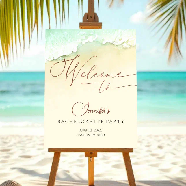 Watercolor Beach Bachelorette Party Welcome Sign | Zazzle