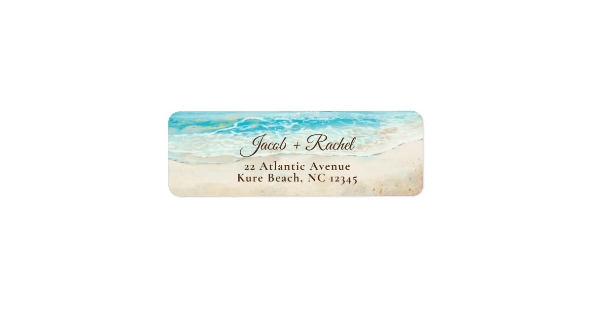 Watercolor Beach Blue Ocean Return Address Label | Zazzle