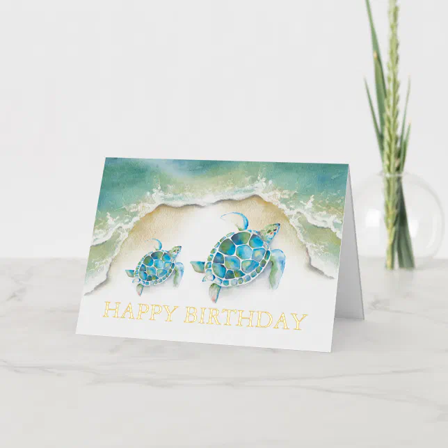 Watercolor Beach Greeting Cards Happy Birthday | Zazzle