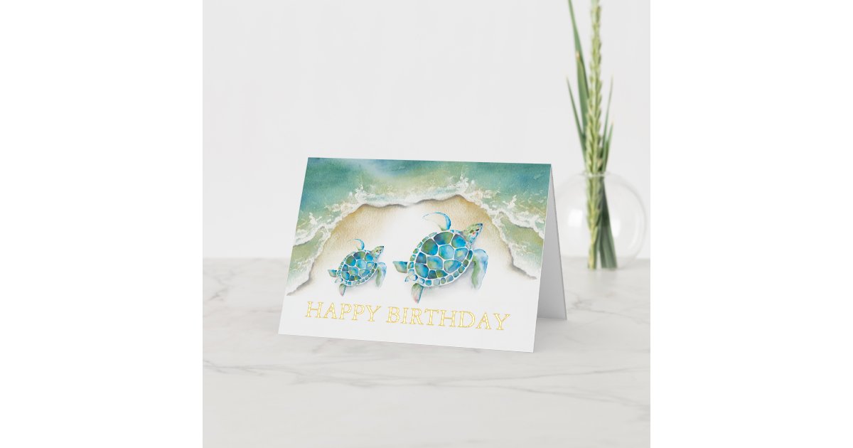 Watercolor Beach Greeting Cards Happy Birthday | Zazzle