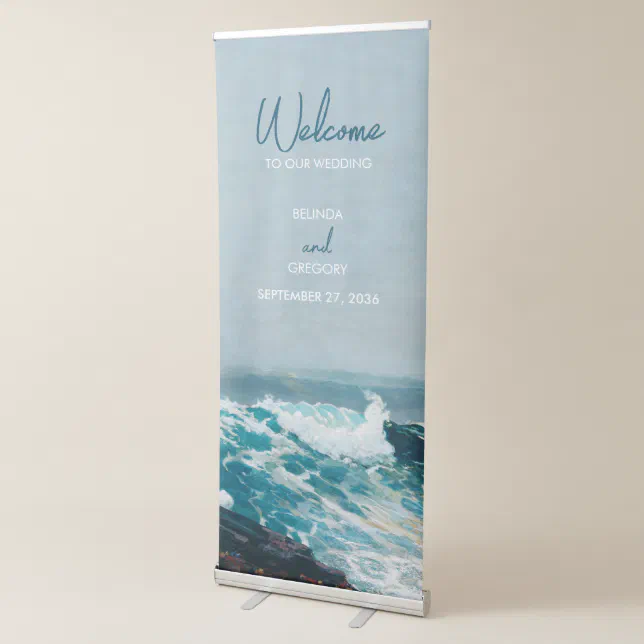 Watercolor Beach Ocean Waves Wedding Welcome Sign | Zazzle