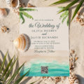 Watercolor Beach Photo & QR Code Wedding Invitation | Zazzle