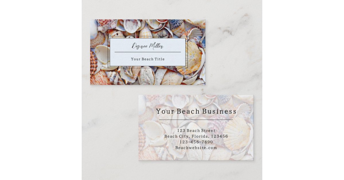 Watercolor Beach Seashells Business Card | Zazzle
