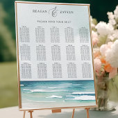 Watercolor Beach Summer Wedding Seating Chart | Zazzle