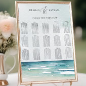 Watercolor Beach Summer Wedding Seating Chart | Zazzle