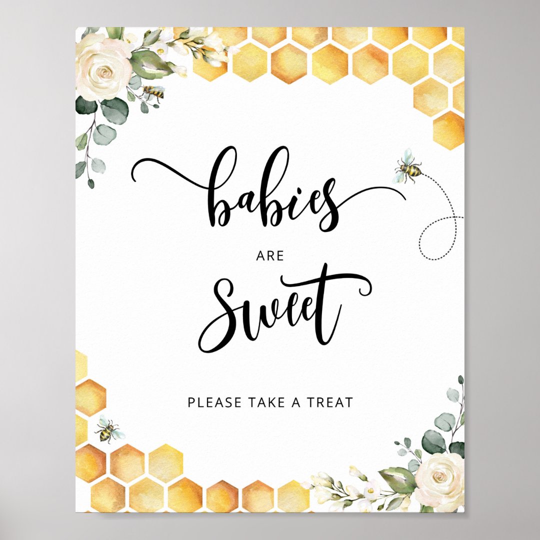 Watercolor bee Babies are sweet Poster | Zazzle