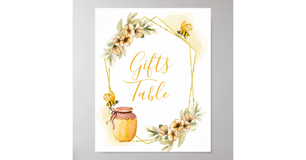 Watercolor Bee Botanical Gifts Table Sign | Zazzle