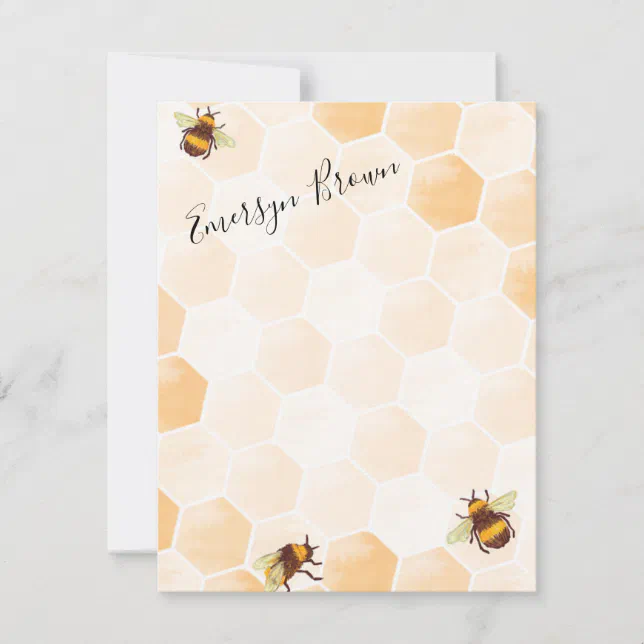Watercolor Bee Note Card | Zazzle