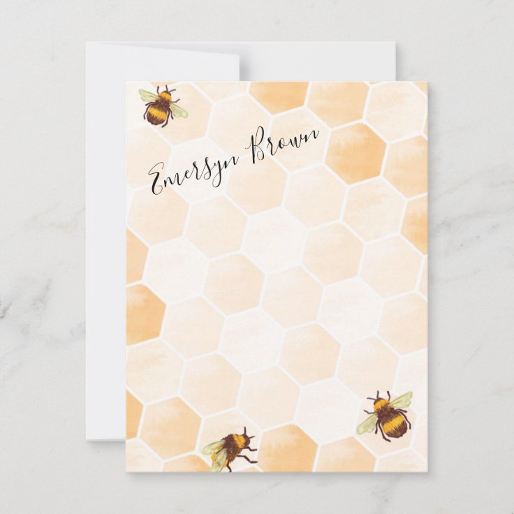 Watercolor Bee Note Card | Zazzle