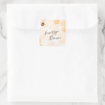 Watercolor Bee Square Sticker | Zazzle