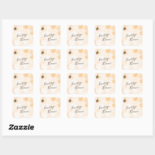 Watercolor Bee Square Sticker | Zazzle