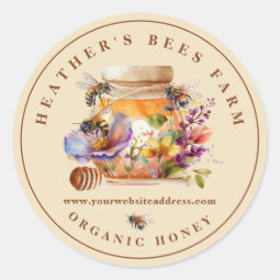 Watercolor Beekeeper Honeycomb Classic Round Sticker | Zazzle