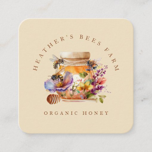 Watercolor Beekeeper Honeycomb Square Business Card | Zazzle